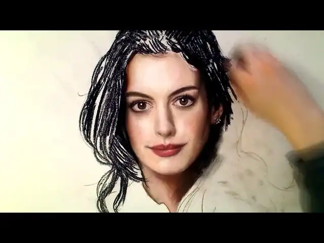 Drawing Anne Hathaway with Pastel | uCrazy.org